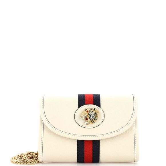 Gucci | Bags | Gucci Rajah Web Chain Shoulder Bag Leather Mini White ...